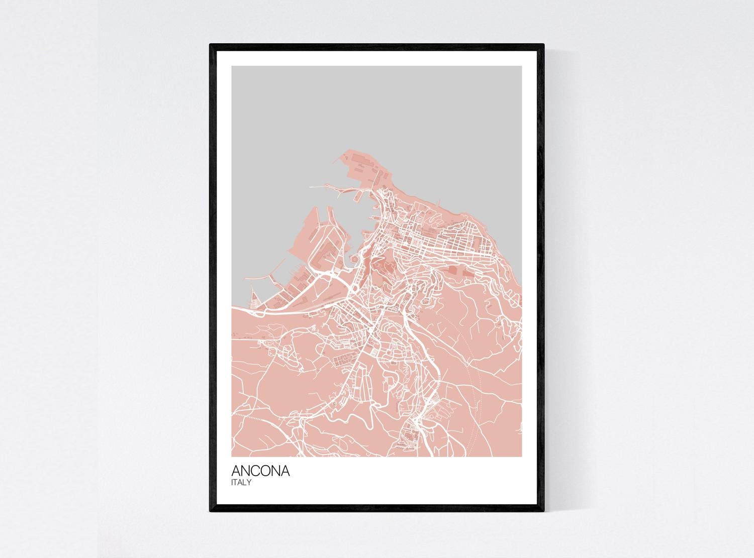 Ancona Italy Map Art Print Many Colours Art Quality Paper | Etsy