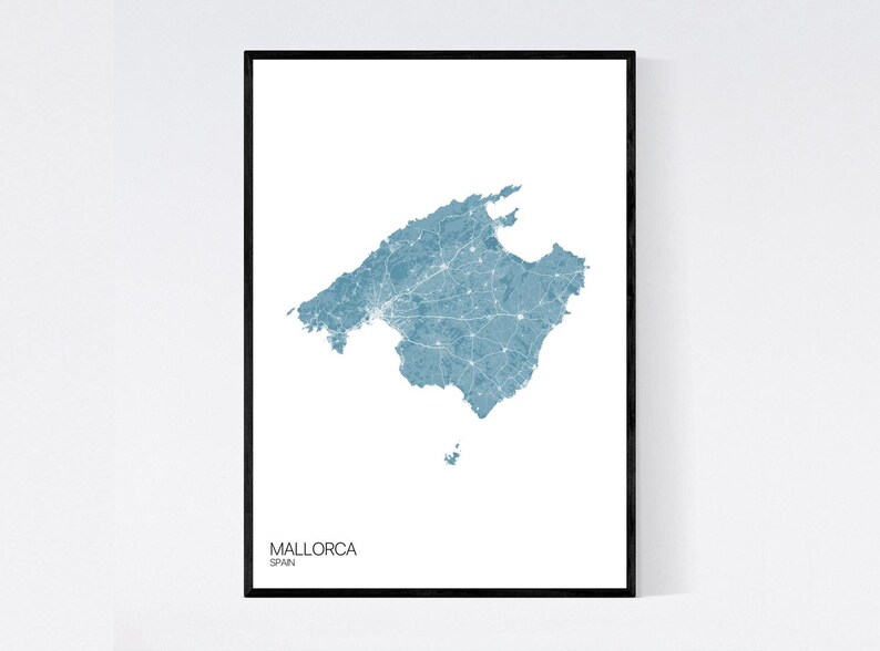 Mallorca Spain Island Map Art Print Many Colours 350gsm - Etsy