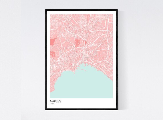 Naples Italy Map Art Print Many Colours 350gsm Art | Etsy