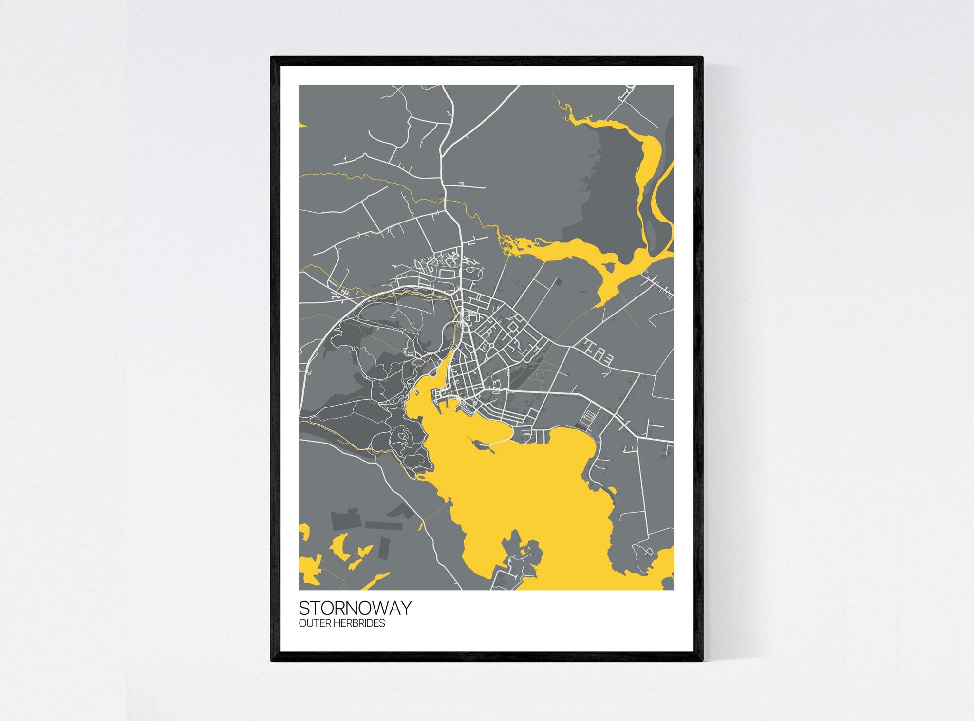 Stornoway Outer Hebrides Map Art Print Many Colours | Etsy