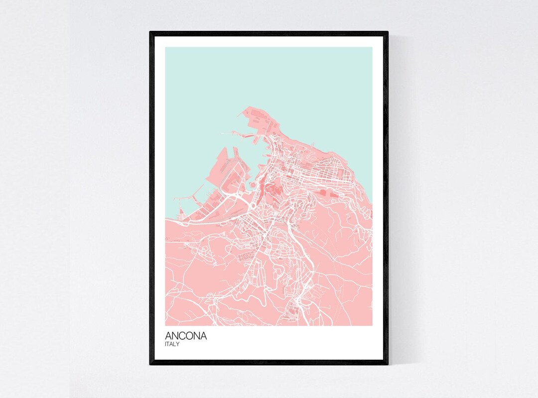 Ancona, Italy Map Art Print Many Colours Art Quality Paper Fast ...