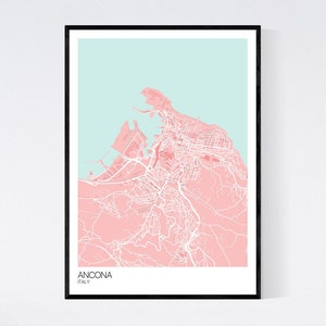 Ancona, Italy Map Art Print Many Colours Art Quality Paper Fast ...