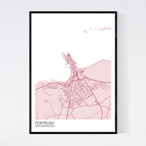 Portrush, Northern Ireland Map Art Print - Many Colours - 350gsm Art ...