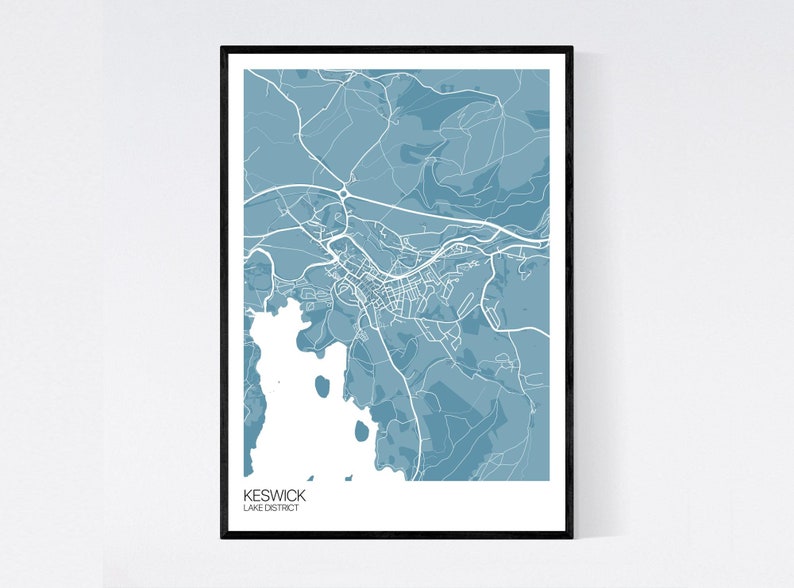 Keswick Lake District Map Art Print Many Colours 350gsm - Etsy UK
