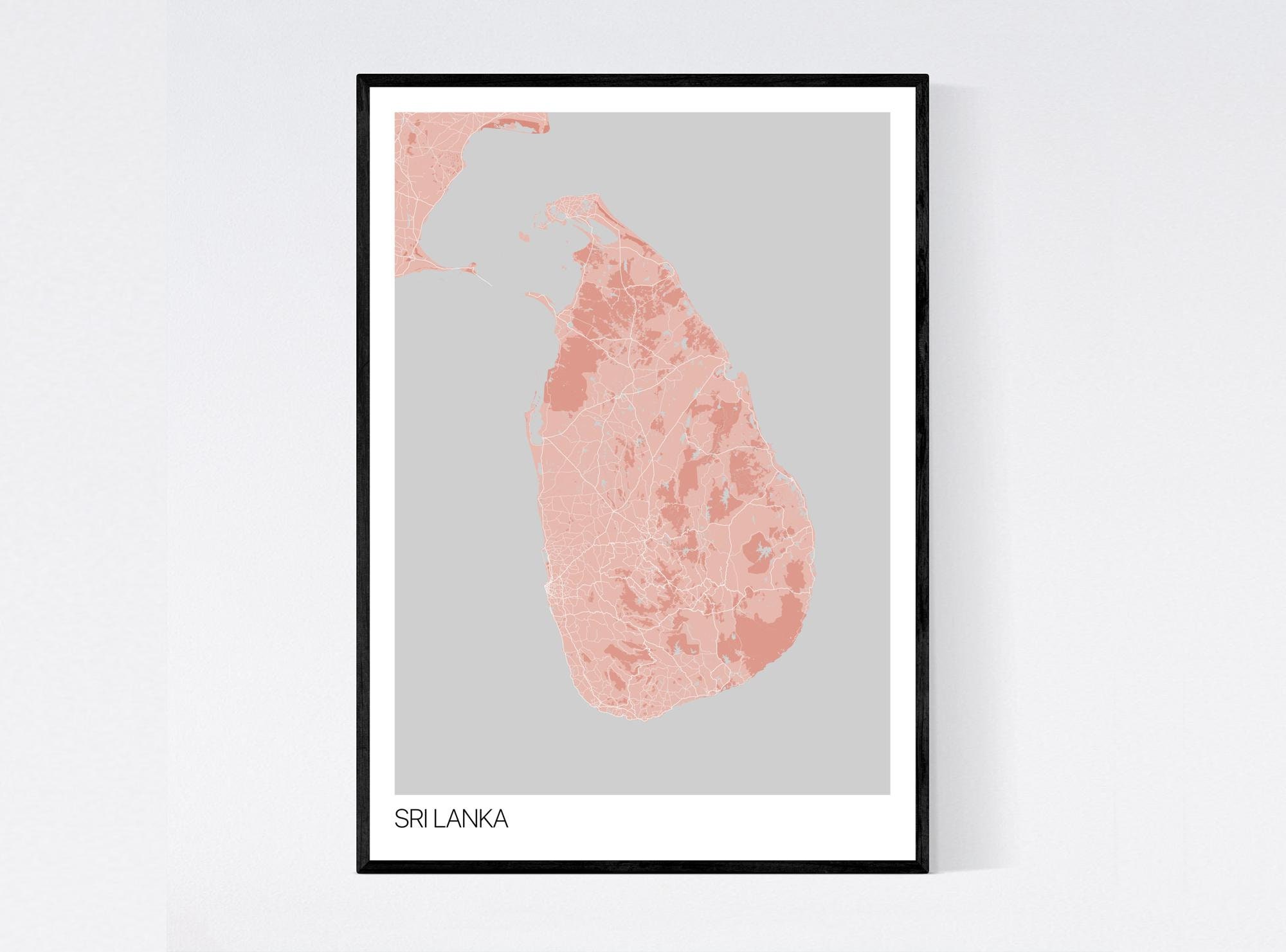 Sri Lanka Country Map Art Print Many Styles Art Quality | Etsy