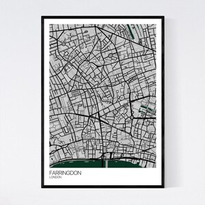 Farringdon, London Map Art Print Many Colours 350gsm Art Quality Paper ...