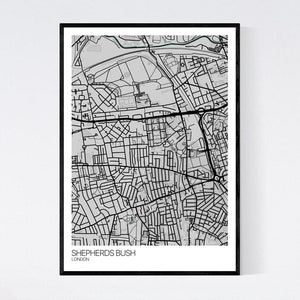Shepherds Bush, London Map Art Print Many Colours 350gsm Art Quality ...
