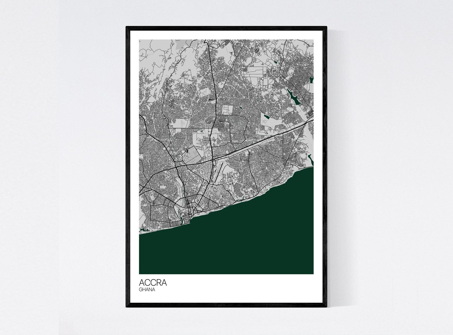 Accra Ghana Map Art Print Many Styles Art Quality Paper | Etsy