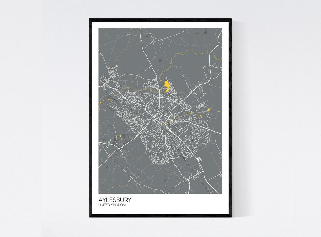Aylesbury, United Kingdom Map Print Many Colours Fast Delivery // Retro ...