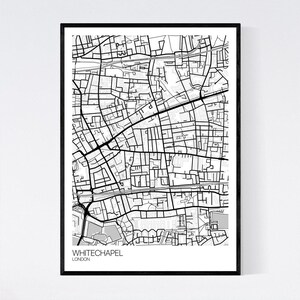 Whitechapel, London Map Art Print - Many Colours - 350gsm Art Quality ...