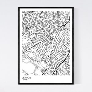 Leyton, England Map Art Print Many Styles 350gsm Art Quality Paper Fast ...