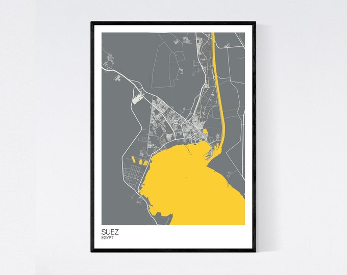 Suez, Egypt Map Art Print Many Styles Art Quality Paper Fast Delivery ...