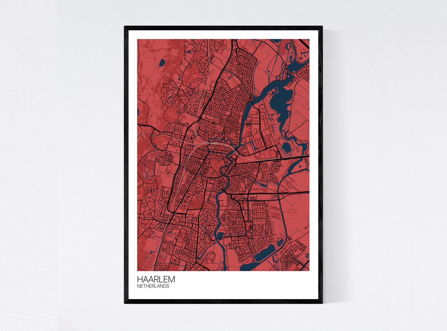 Haarlem Netherlands Map Art Print Many Colours 350gsm | Etsy