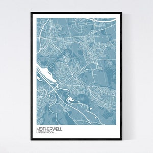 Motherwell, Scotland City Map Art Print Many Styles 350gsm Art Quality ...