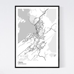 Oban, Scotland City Map Art Print Many Styles 350gsm Art Quality Paper ...