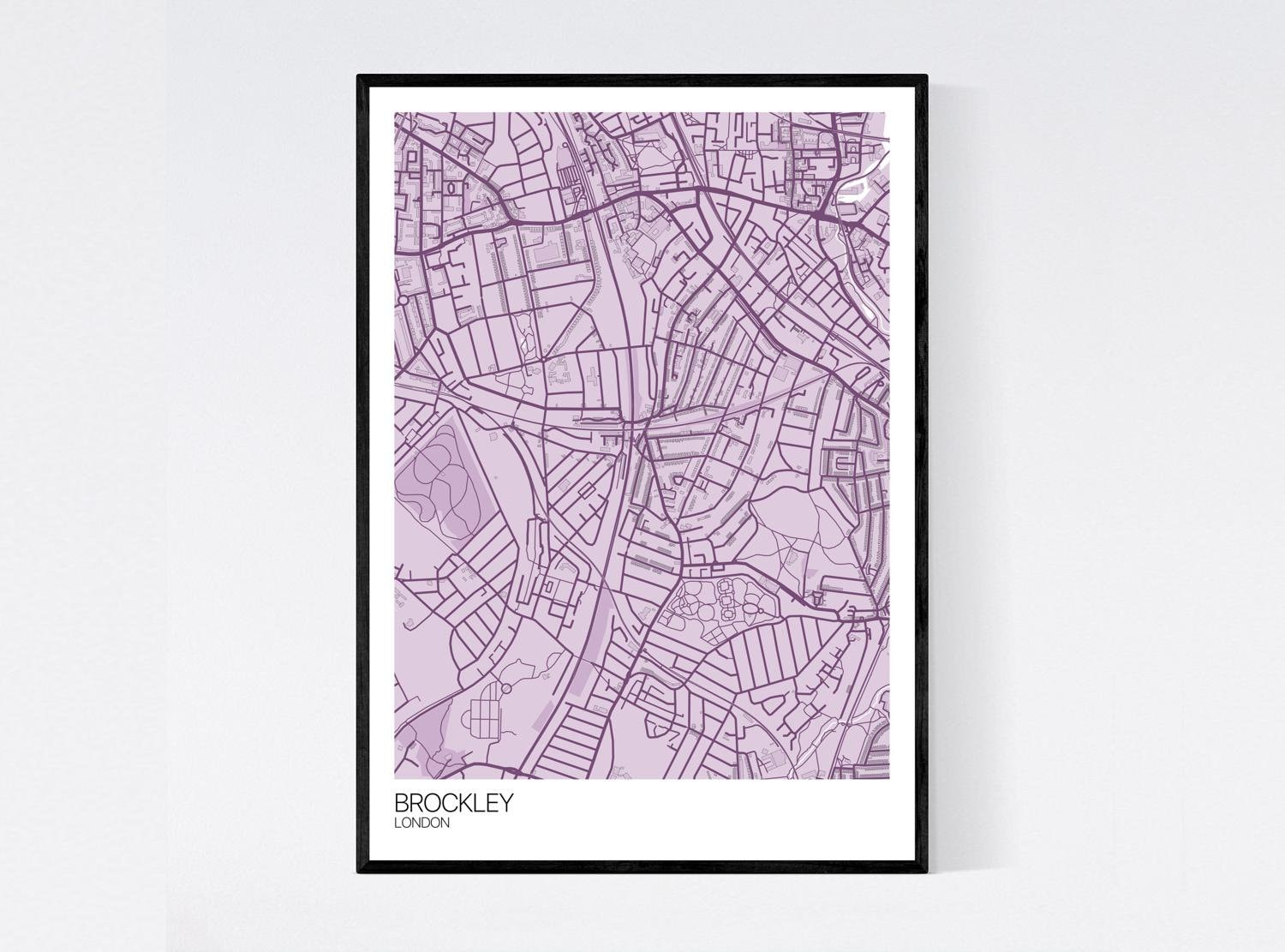 Brockley London Map Art Print Many Colours 350gsm Art | Etsy