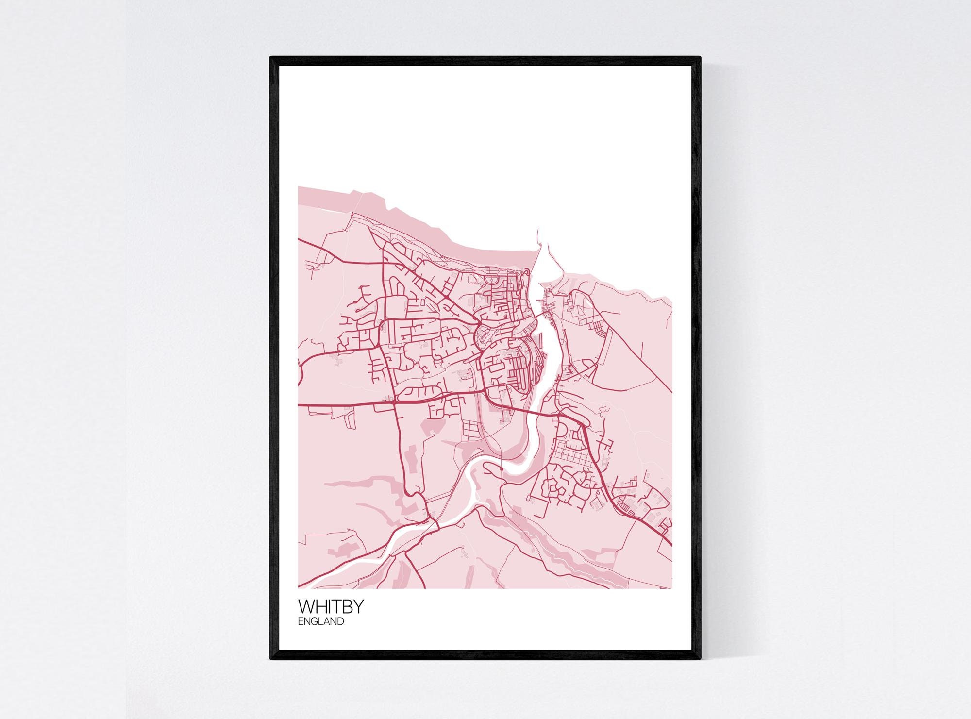 Whitby England Map Art Print Many Colours 350gsm Art - Etsy UK