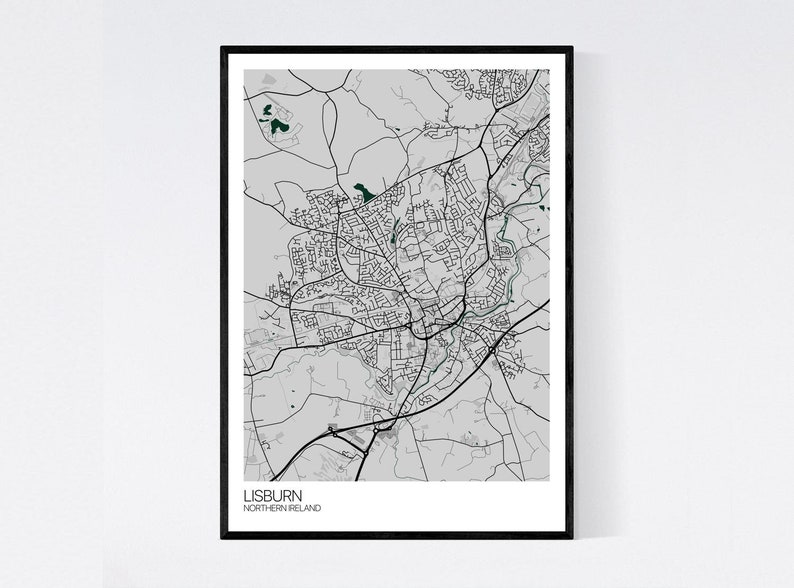 Lisburn City Map Art Print Many Styles 350gsm Art Quality | Etsy