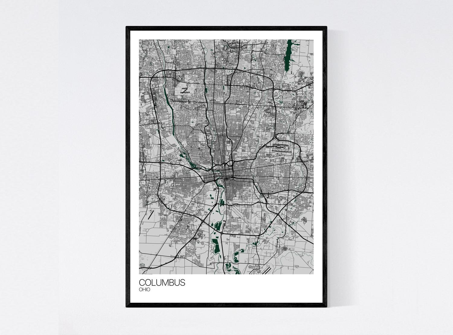 Columbus Ohio Map Print Many Colours Printed on Art | Etsy