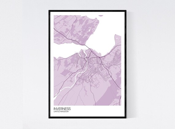 Inverness Scotland City Map Art Print Many Styles 350gsm - Etsy UK