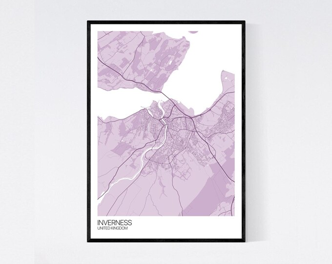 Inverness, Scotland City Map Art Print - Many Styles - 350gsm Art ...