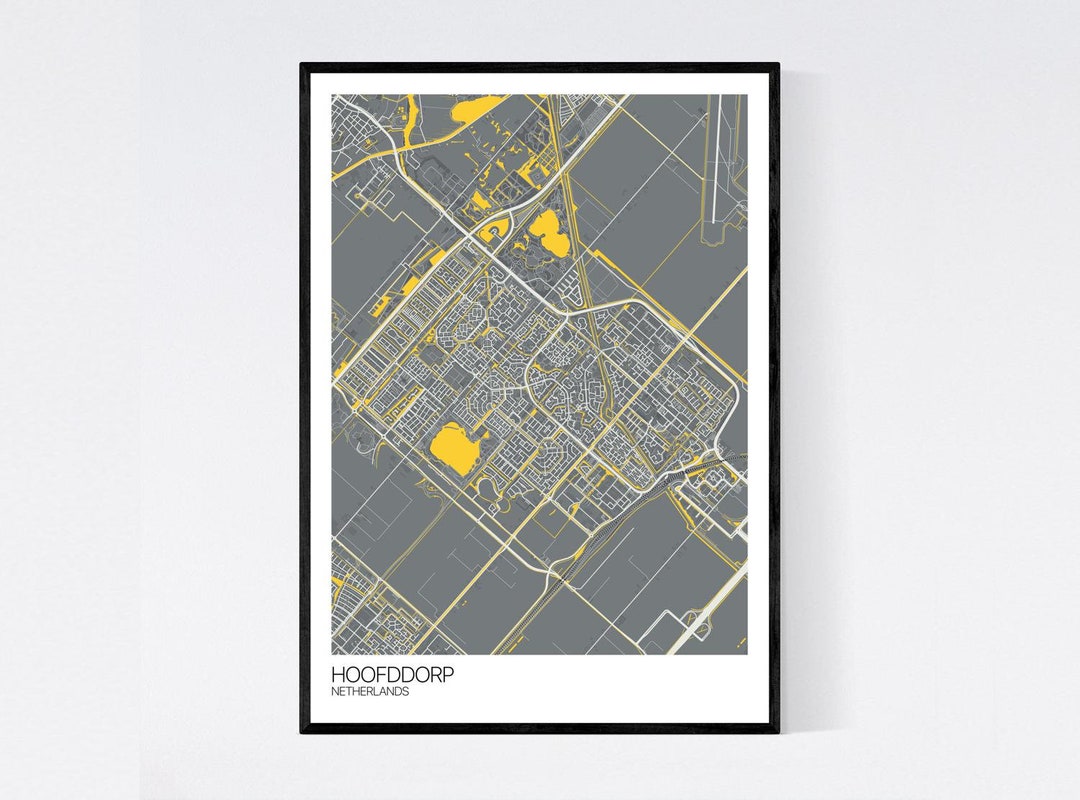 Hoofddorp Netherlands Map Art Print Many Colours 350gsm - Etsy