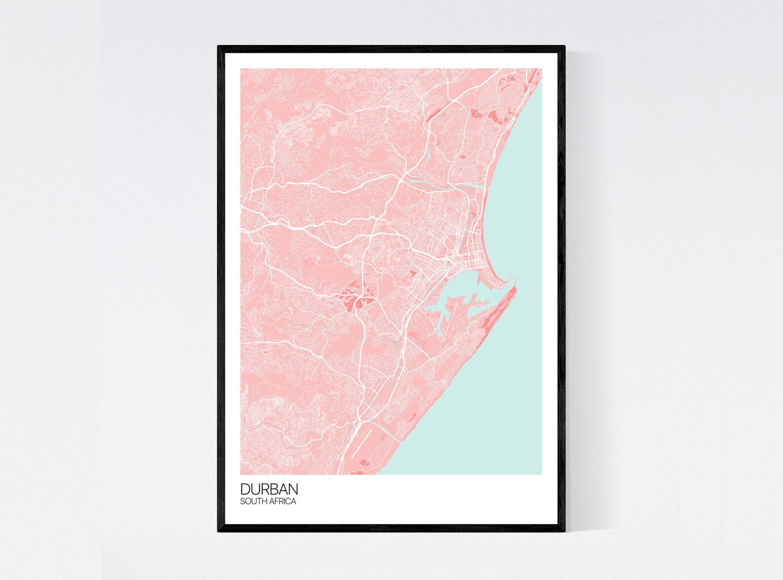 Durban South Africa Map Art Print Many Styles Art Quality | Etsy