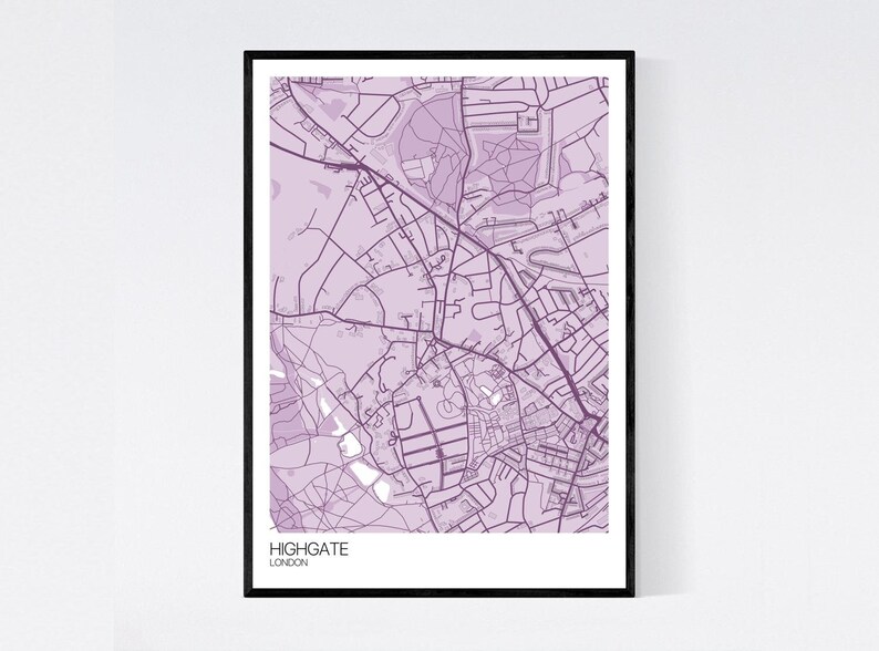 Highgate London Map Art Print Many Colours 350gsm Art - Etsy