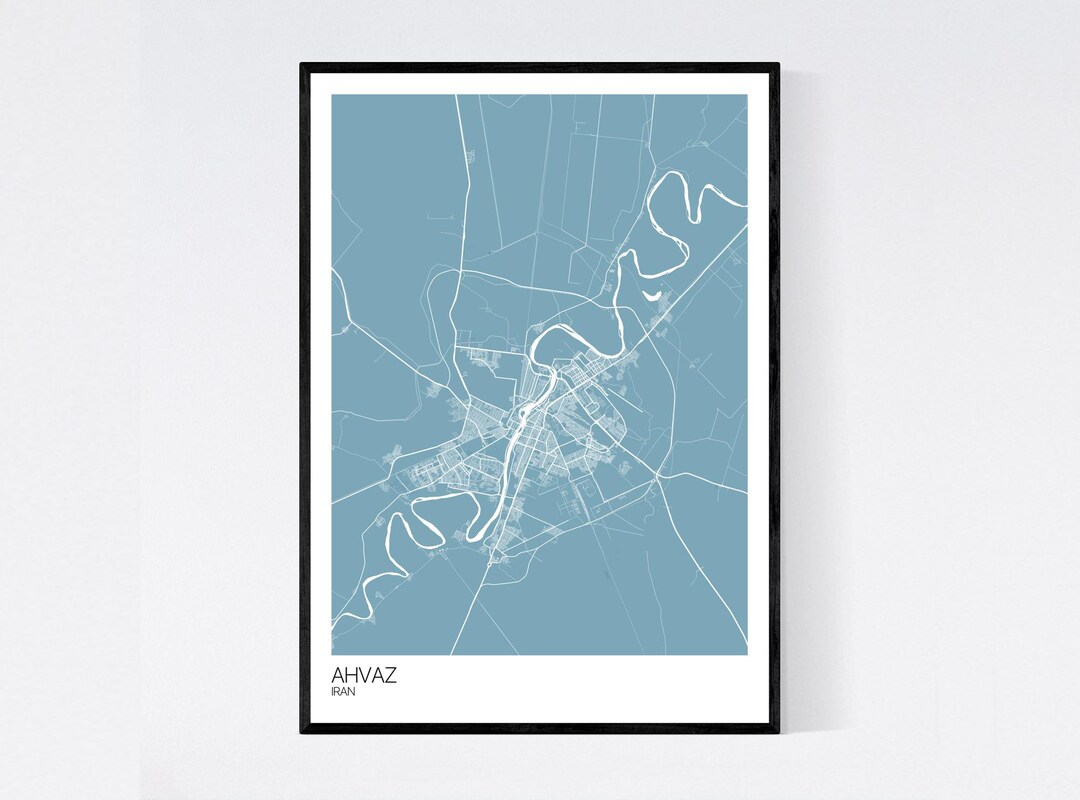 Ahvaz, Iran Map Art Print Many Styles Art Quality Paper Fast Delivery ...