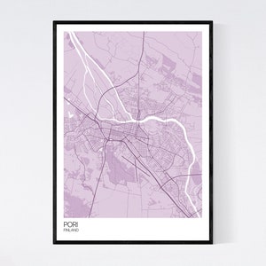 Pori, Finland Map Art Print Many Colours 350gsm Art Quality Paper Fast ...