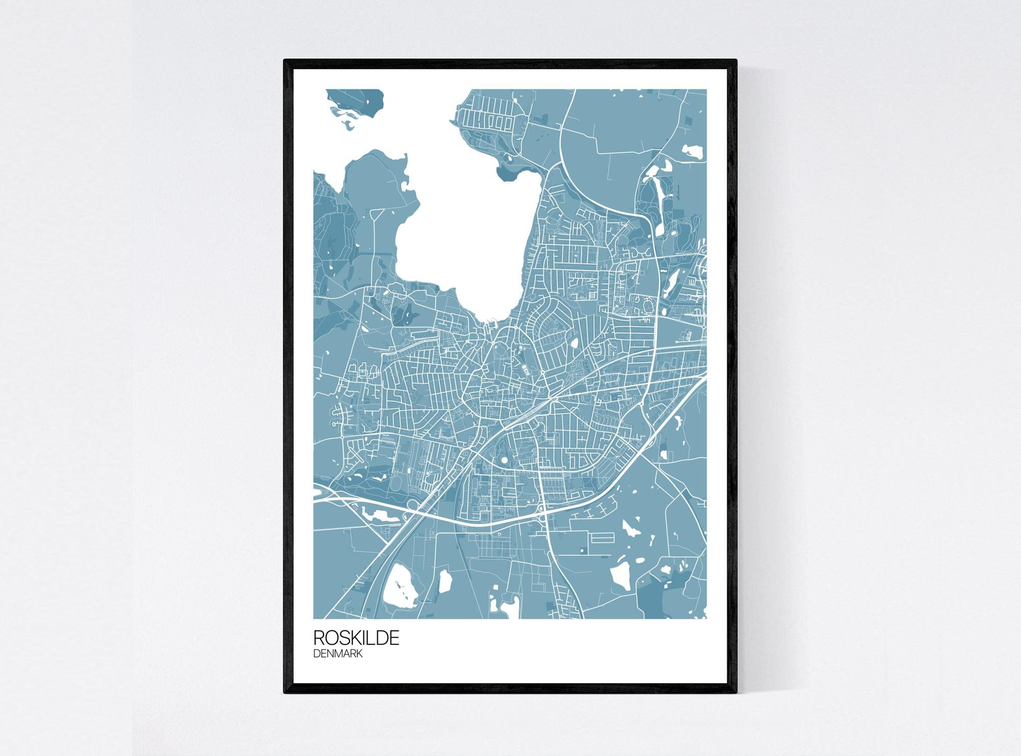 Roskilde Denmark City Map Art Print Many Colours 350gsm | Etsy