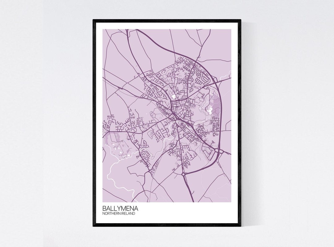 Ballymena City Map Art Print Many Styles 350gsm Art Quality Paper Fast ...