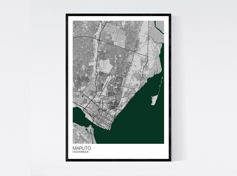 Maputo Mozambique Map Art Print Many Styles Art Quality - Etsy