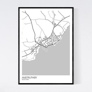 Anstruther, Scotland Map Art Print Many Styles 350gsm Art Quality Paper ...
