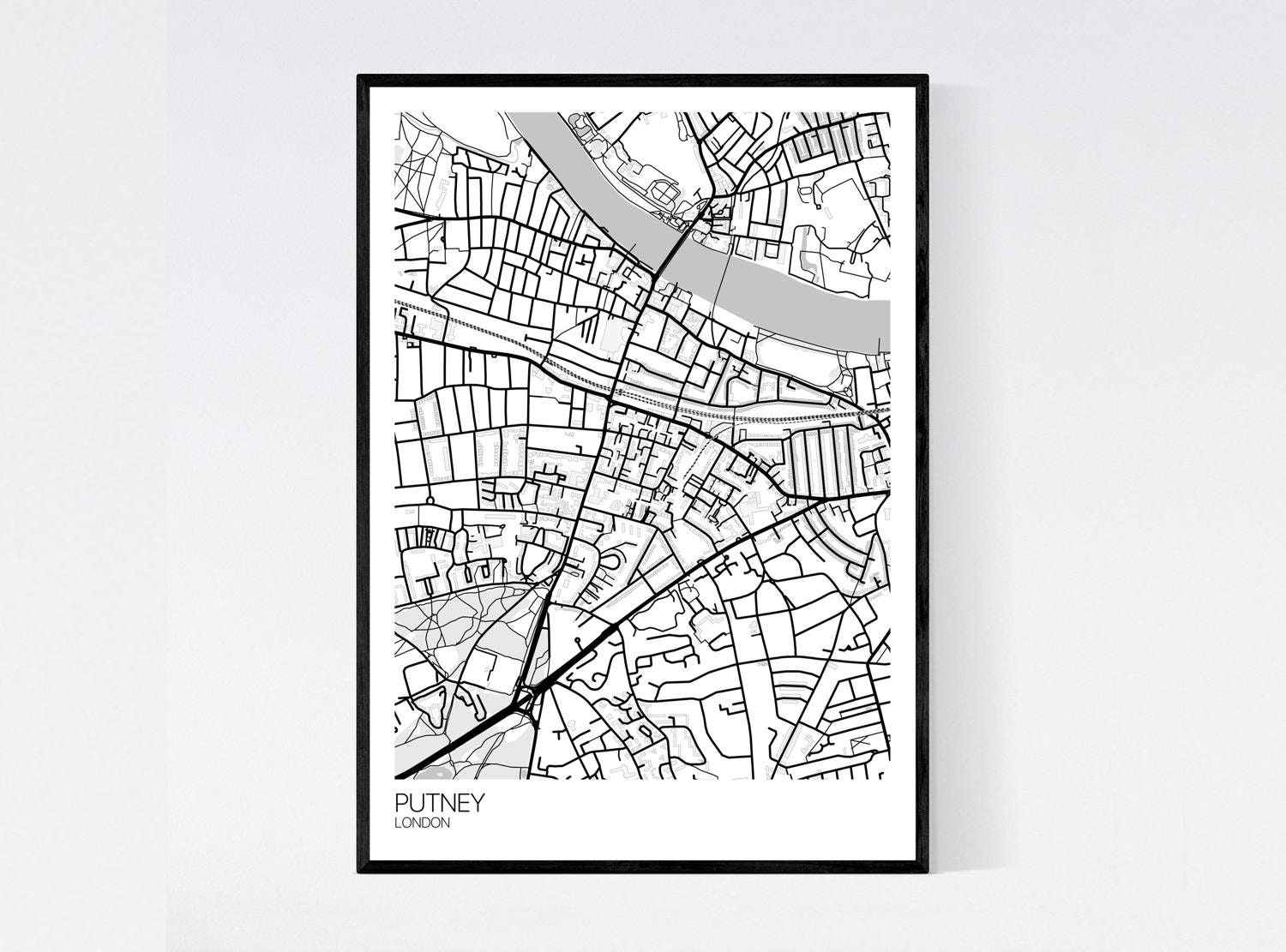 Putney London Map Art Print Many Colours 350gsm Art | Etsy