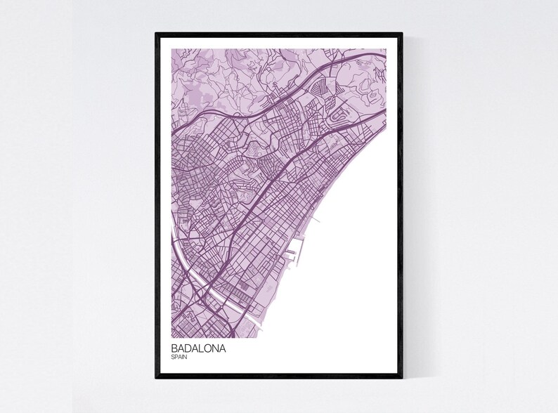 Badalona Spain Map Art Print Many Colours 350gsm Art | Etsy