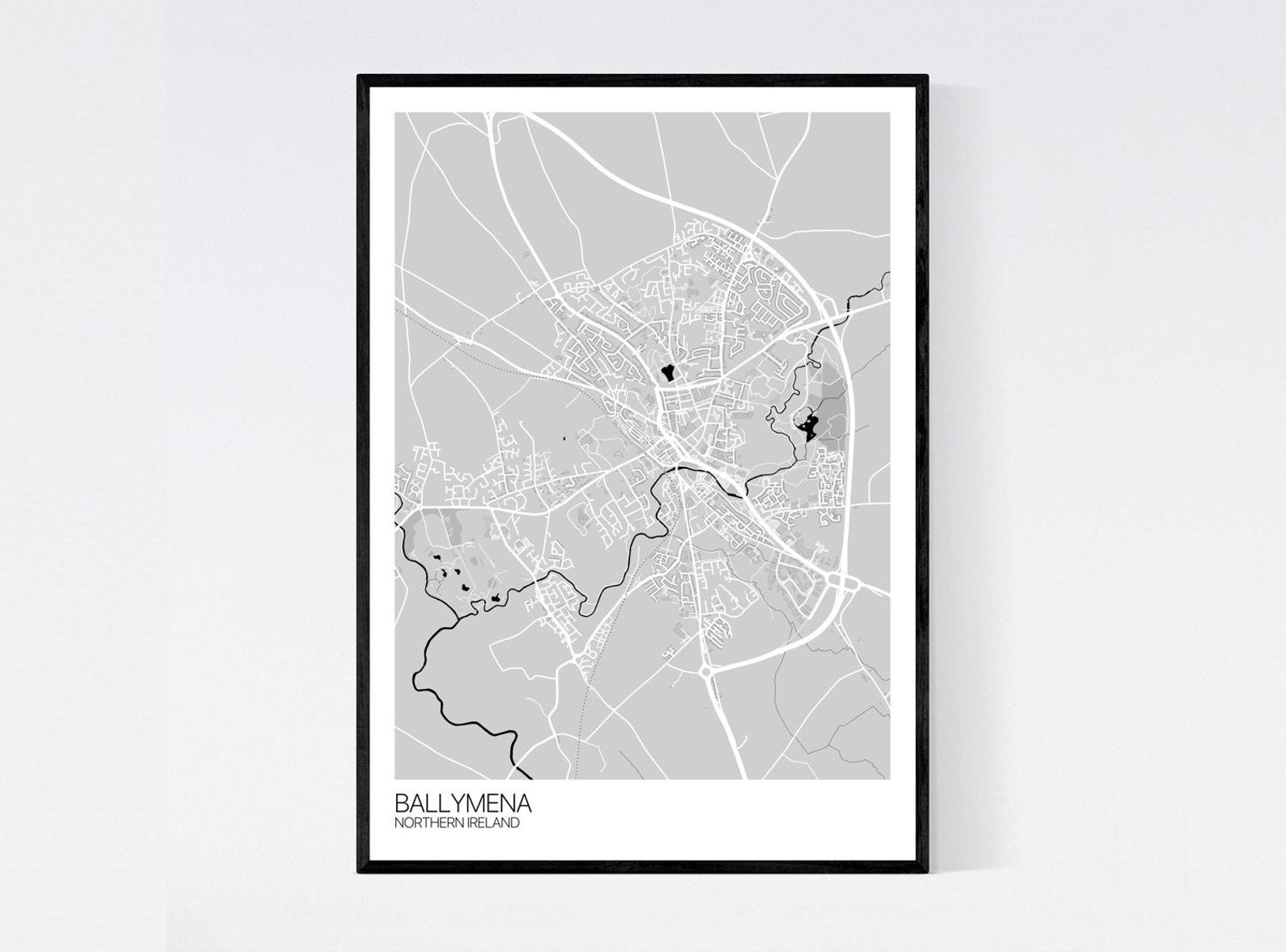 Ballymena City Map Art Print Many Styles 350gsm Art | Etsy