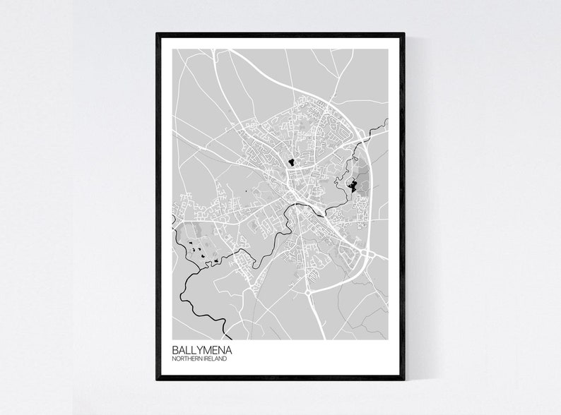 Ballymena City Map Art Print Many Styles 350gsm Art | Etsy