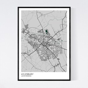 Aylesbury, United Kingdom Map Print Many Colours Fast Delivery // Retro ...
