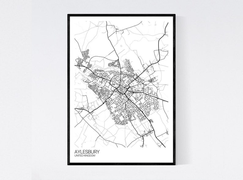 Aylesbury United Kingdom Map Print Many Colours Fast - Etsy