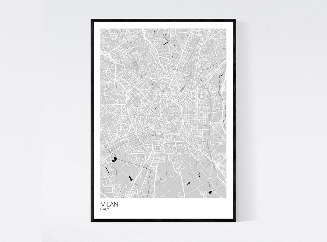 Milan Italy Map Art Print Many Colours 350gsm Art | Etsy