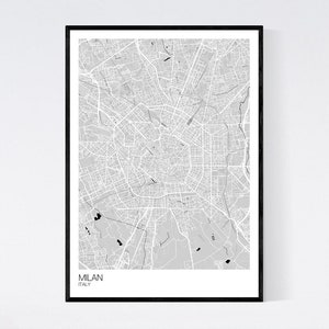 Milan, Italy Map Art Print Many Colours 350gsm Art Quality Paper Fast ...