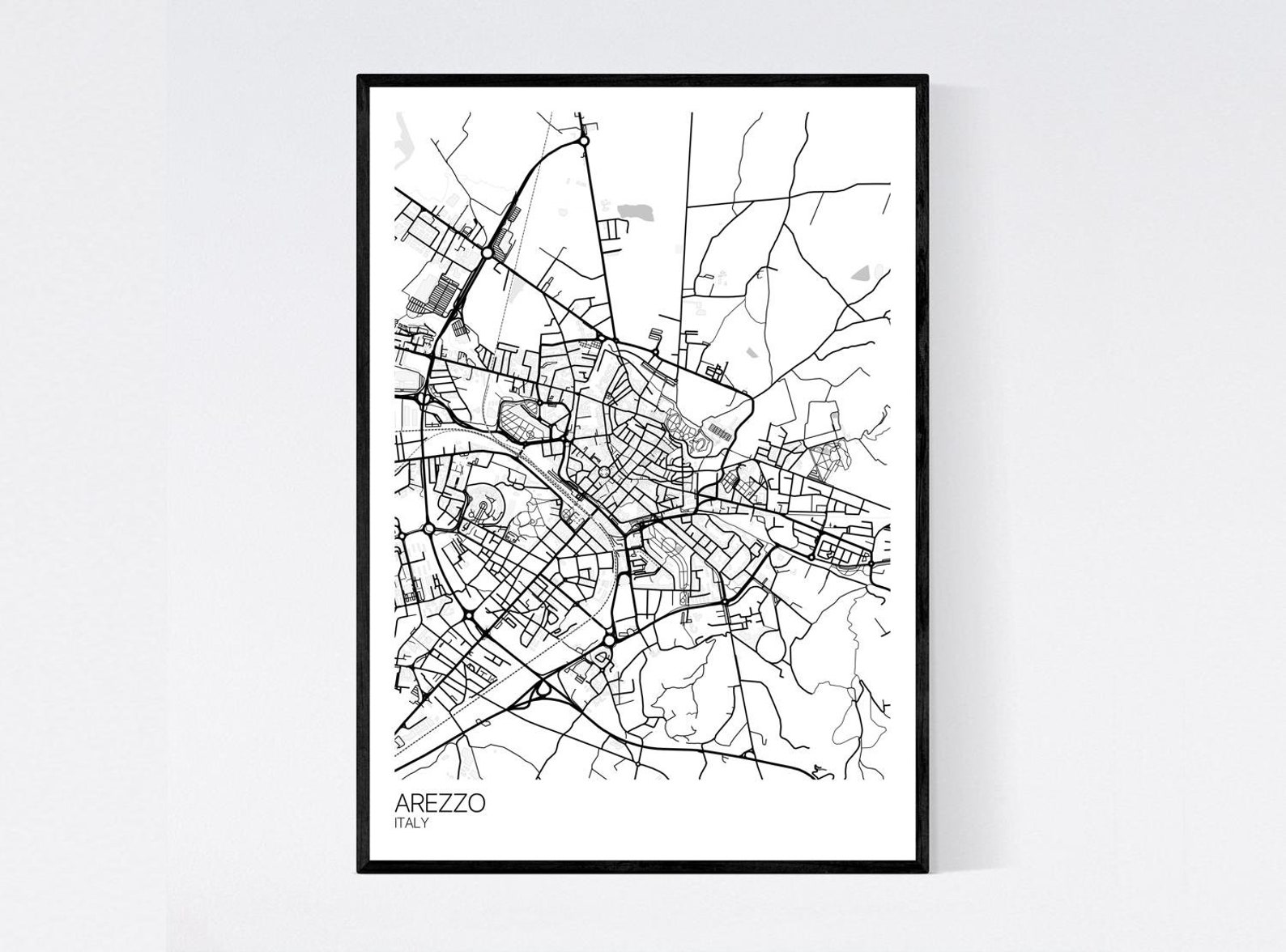 Arezzo Italy Map Art Print Many Colours Art Quality Paper - Etsy