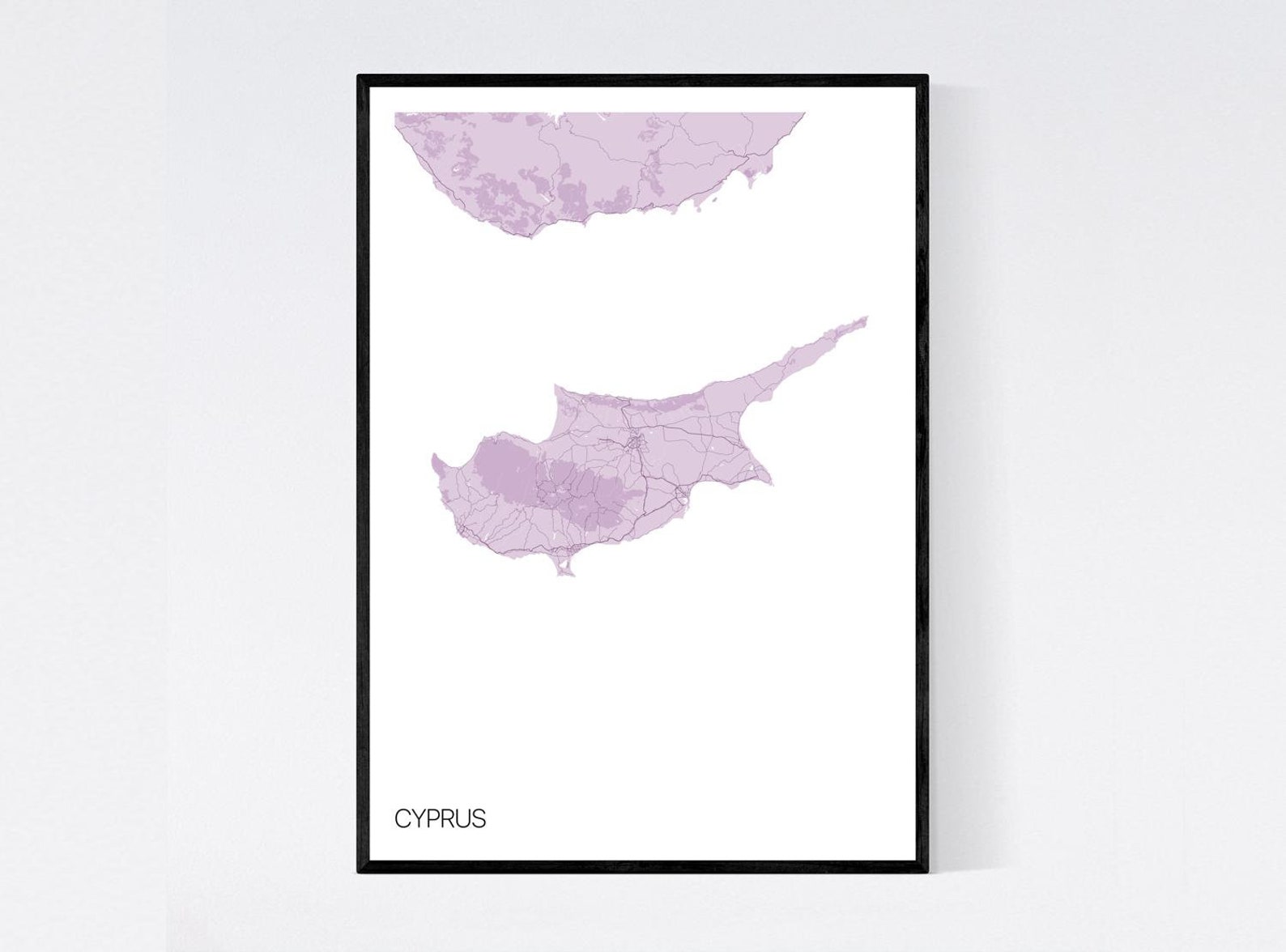 Cyprus Island Map Art Print Many Colours 350gsm Art - Etsy