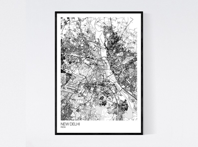 New Delhi India Map Art Print Many Styles Art Quality - Etsy
