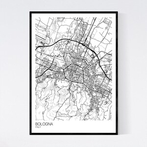 Bologna, Italy Map Art Print Many Colours Art Quality Paper Fast ...