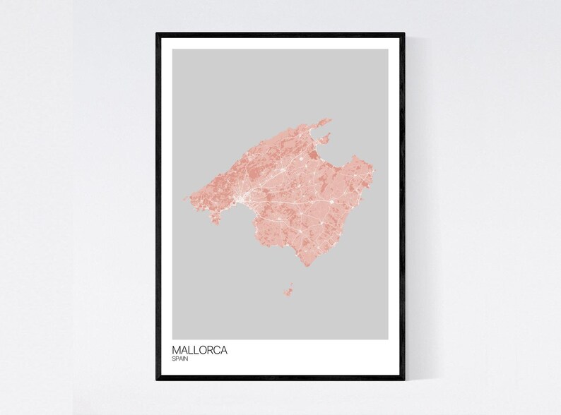 Mallorca Spain Island Map Art Print Many Colours 350gsm - Etsy