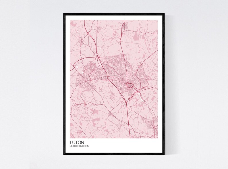Luton United Kingdom City Map Art Print Many Styles | Etsy