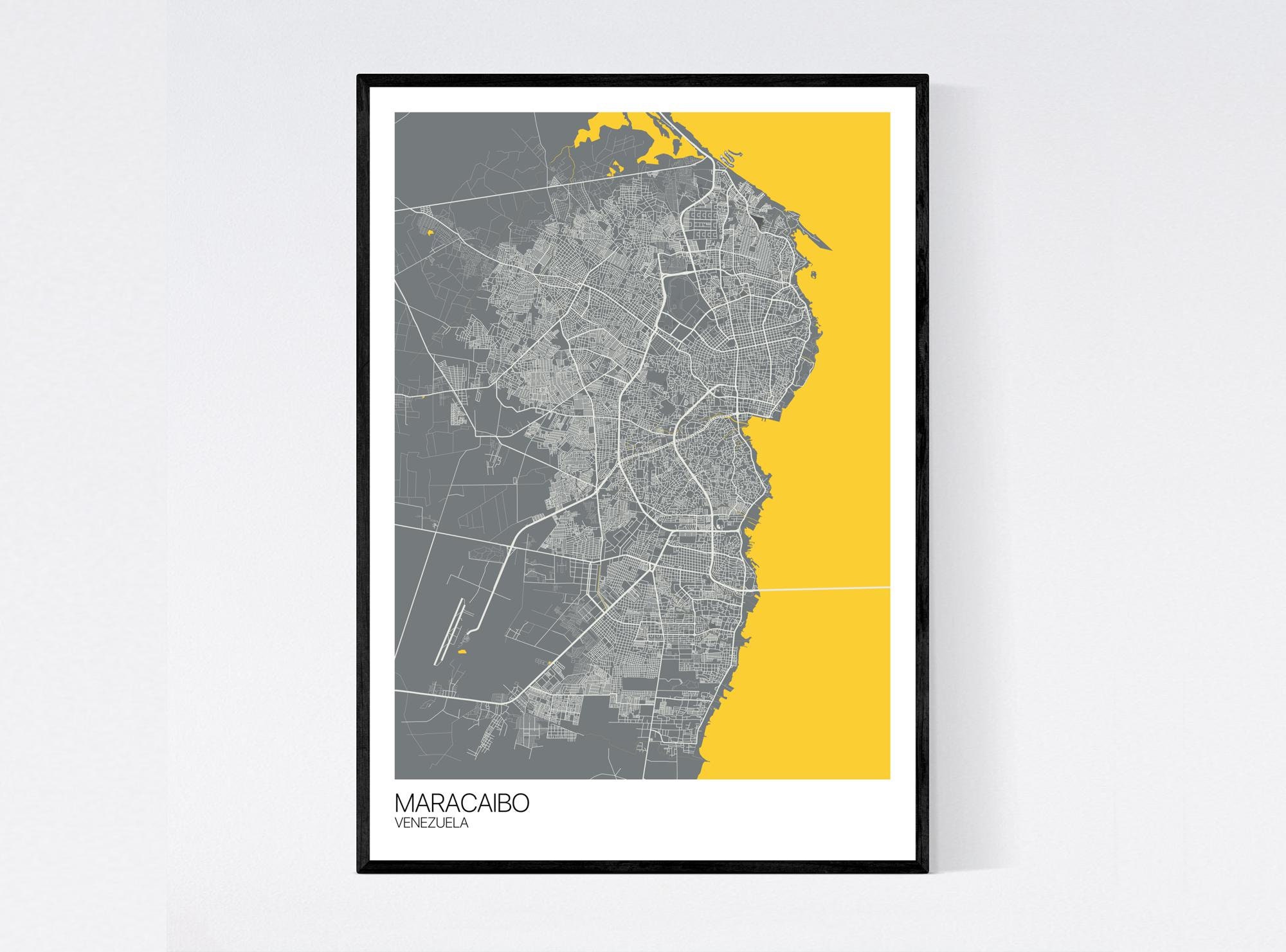 Maracaibo Venezuela Map Art Print Muchos Estilos 350gsm - Etsy España