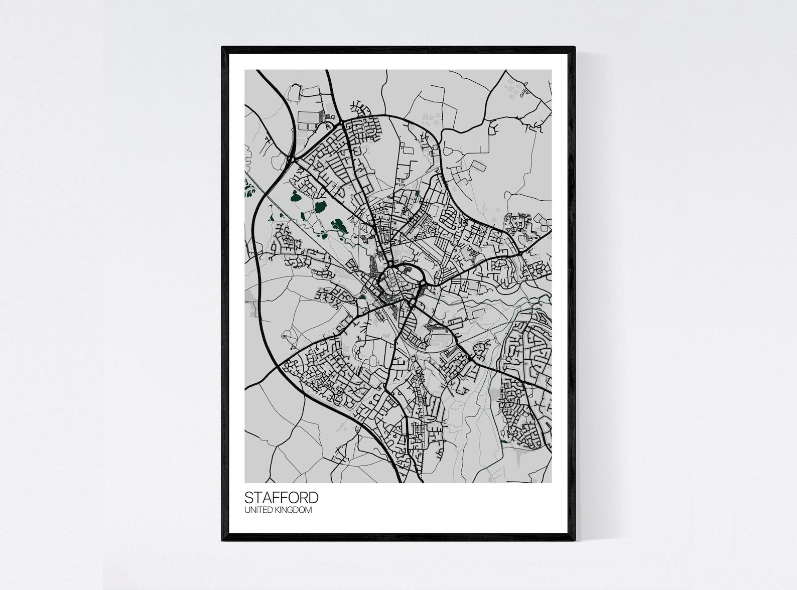 Stafford Town Map Art Print Many Styles 350gsm Art Quality - Etsy